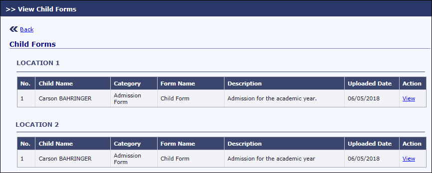 View Child Forms